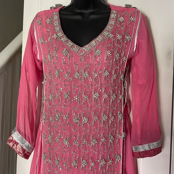 Dresses | Indian Angarkha Pink Beaded Dress | Poshmark